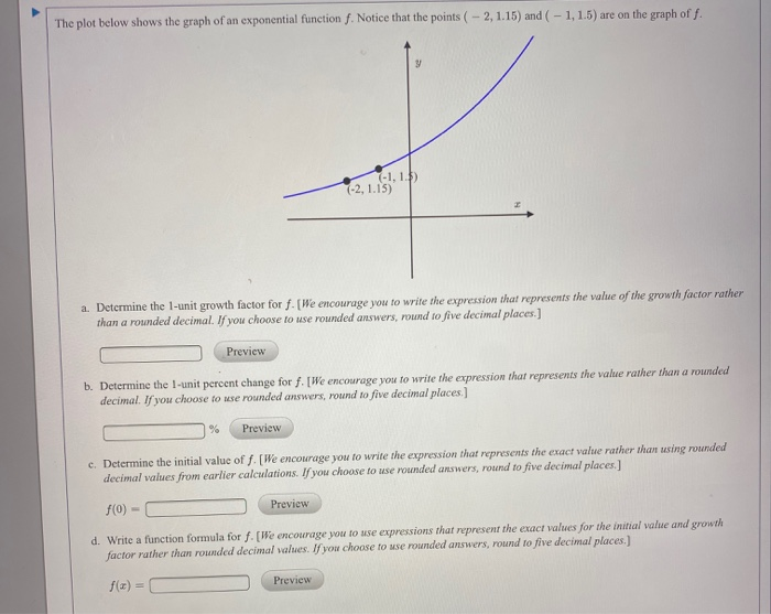 Solved The plot below shows the graph of an exponential | Chegg.com