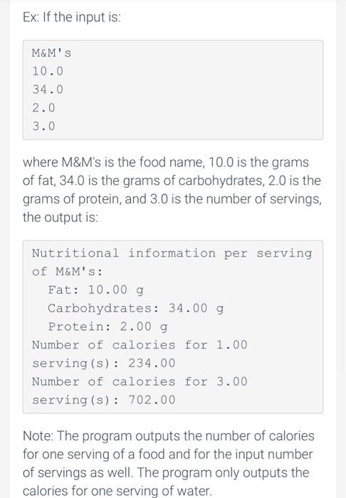 Solved 8.26 LAB: Nutritional information | Chegg.com