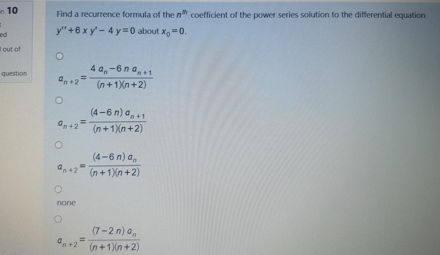 Solved on 10 Find a recurrence formula of the nth | Chegg.com