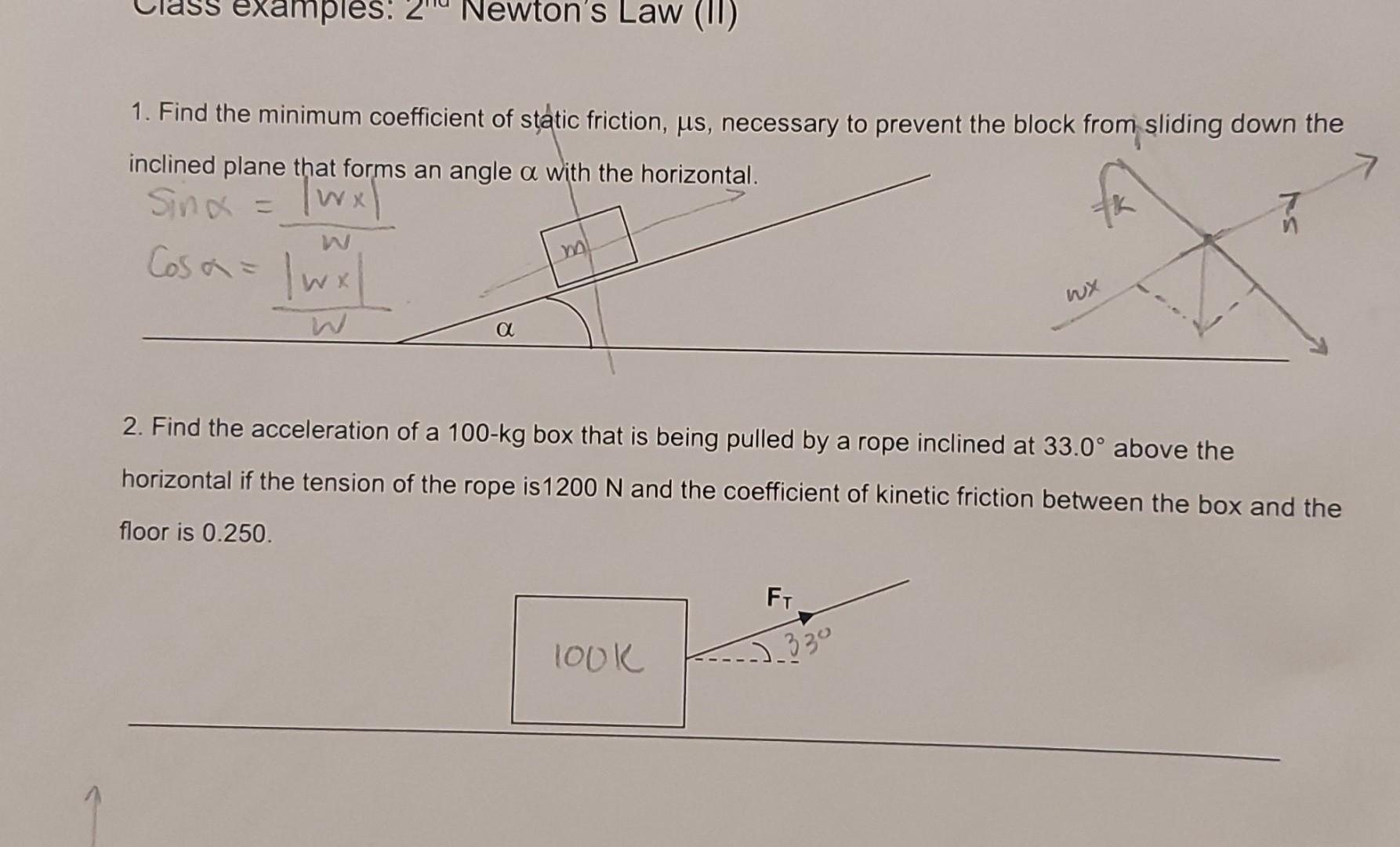 Solved 1. Find the minimum coefficient of static friction, | Chegg.com