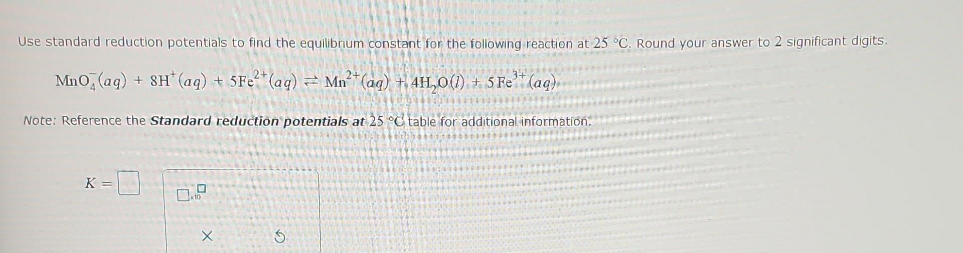 Solved Use Standard Reduction Potentials To Find The