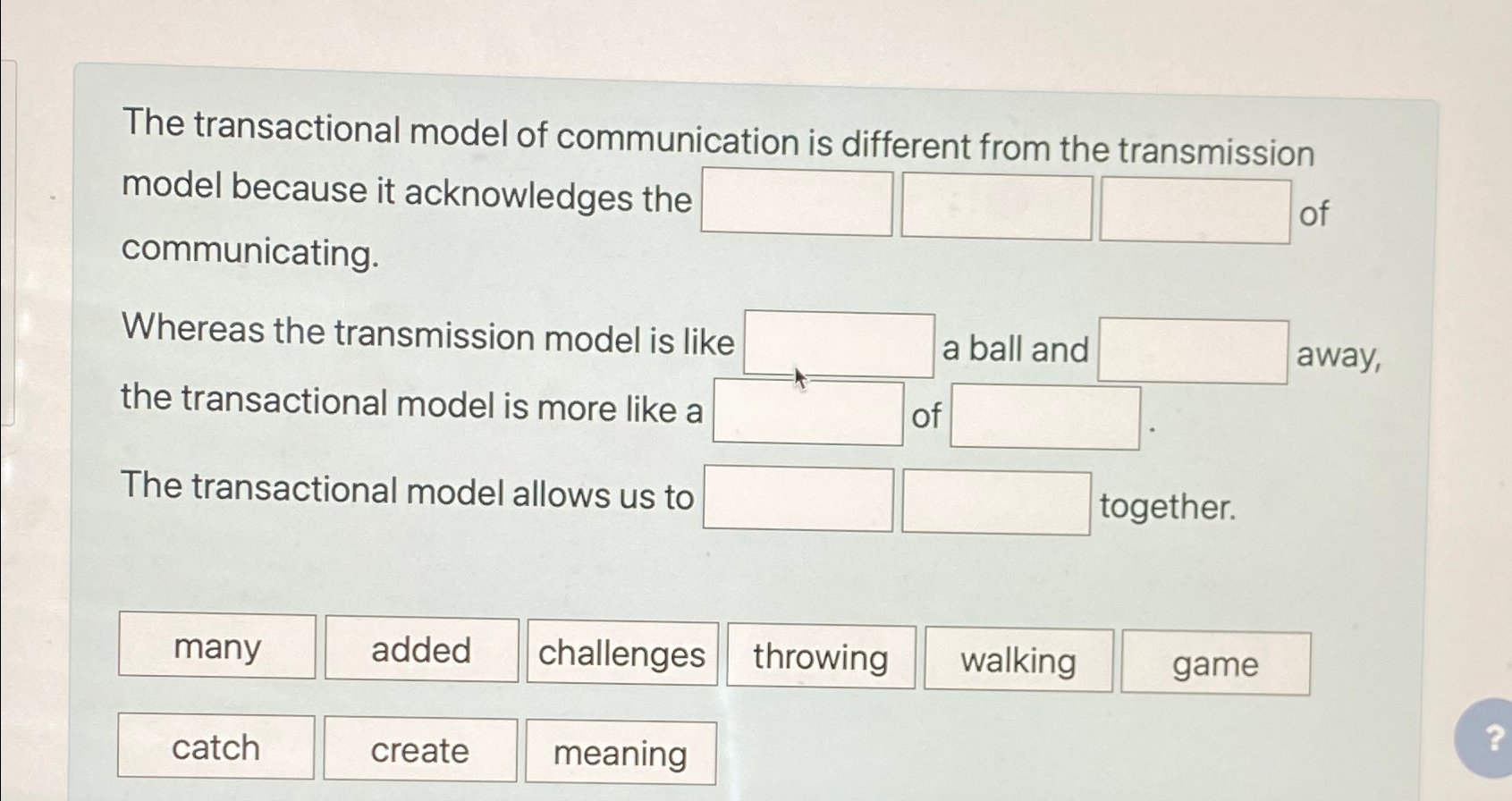 Solved The transactional model of communication is different | Chegg.com