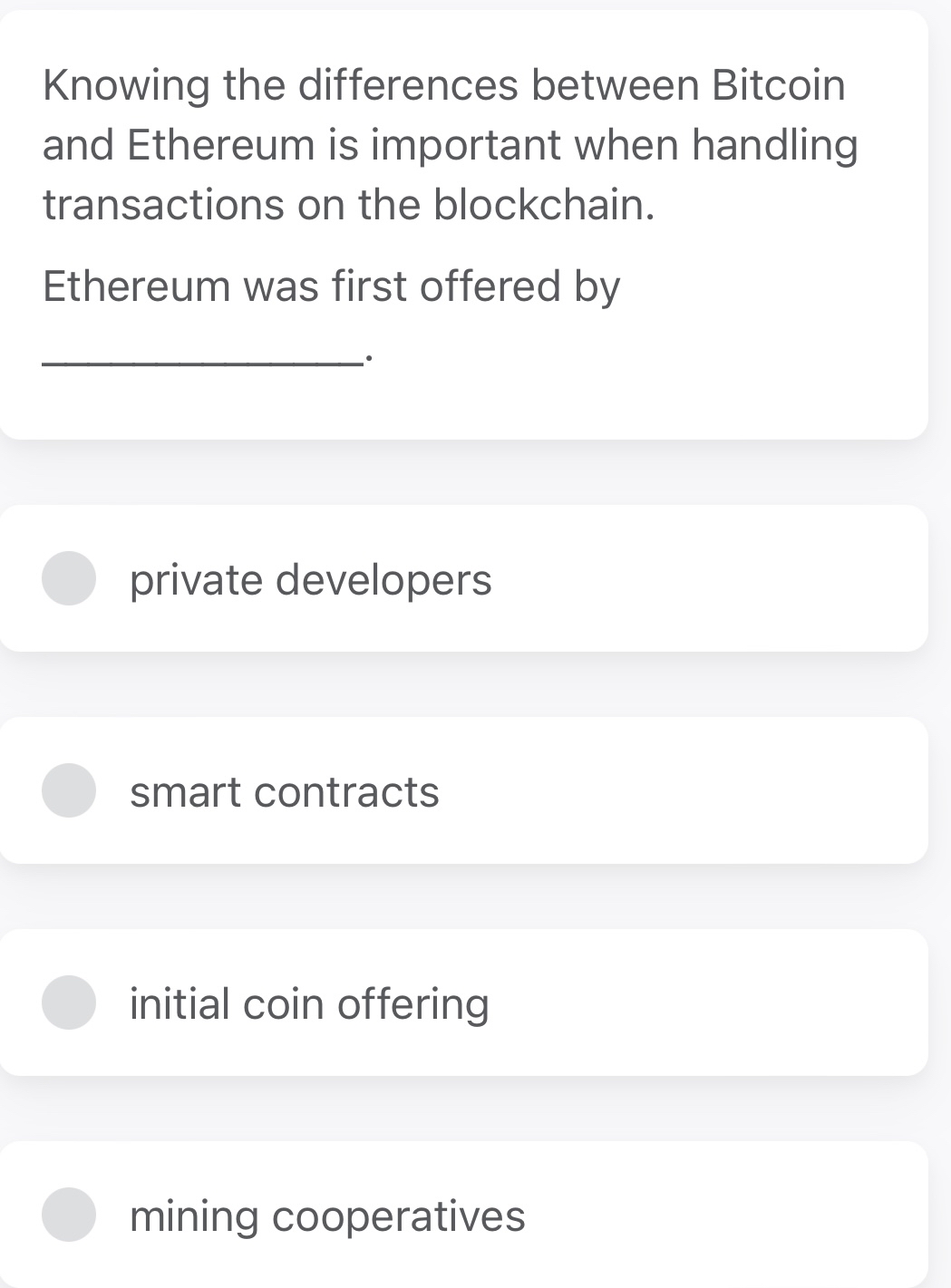 Solved Knowing the differences between Bitcoin and Ethereum | Chegg.com