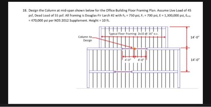 Solved 18. Design the Column at mid-span shown below for the | Chegg.com