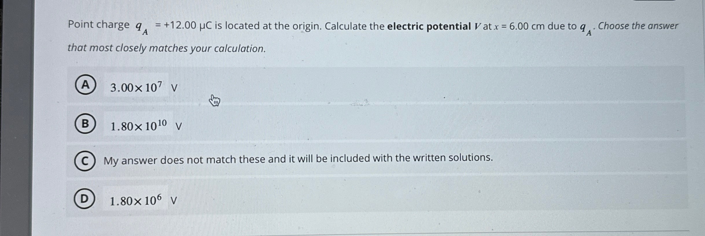 Solved Point charge qA=+12.00μC ﻿is located at the origin. | Chegg.com
