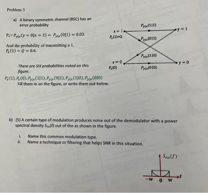Solved a) A binary symmetric channel (BSC) has an error | Chegg.com