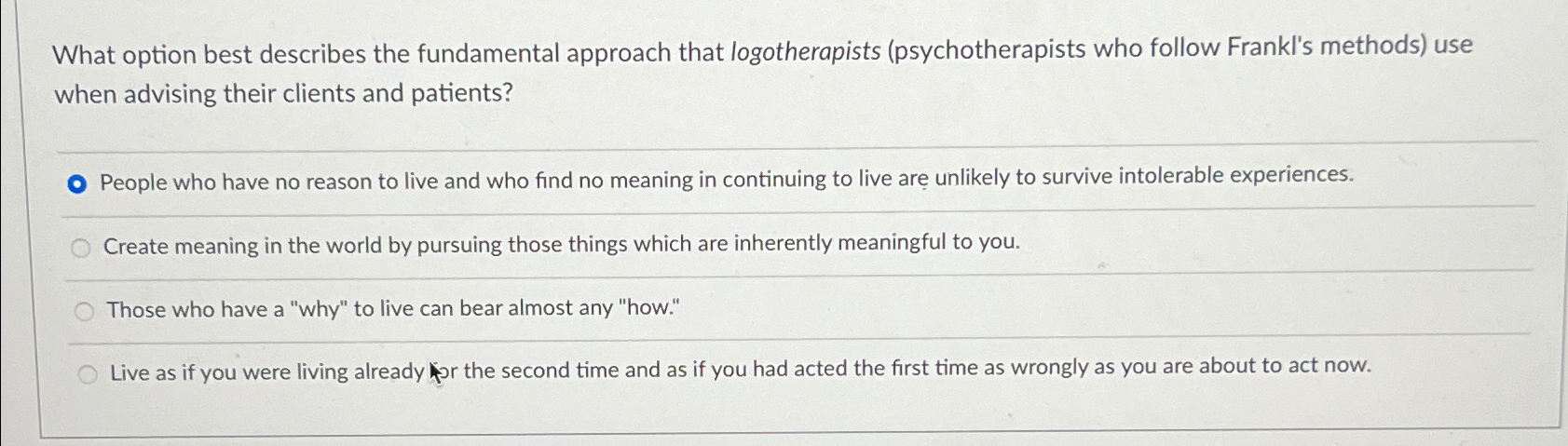 Solved What option best describes the fundamental approach | Chegg.com