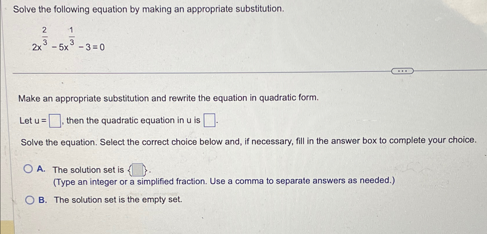 Solved Solve the following equation by making an appropriate | Chegg.com