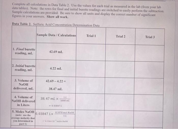 Solved Hi, please help me fill out data table 1&2 base on | Chegg.com