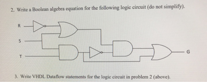 Solved 2. Write a Boolean algebra equation for the following | Chegg.com