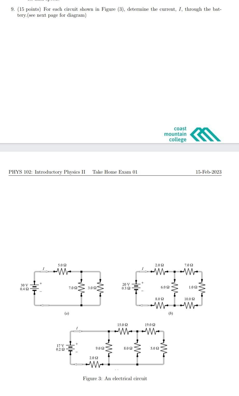 Solved 9. (15 points) For each circuit shown in Figure (3), | Chegg.com