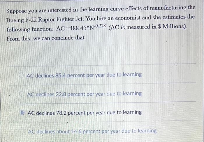 Solved Suppose you are interested in the learning curve | Chegg.com