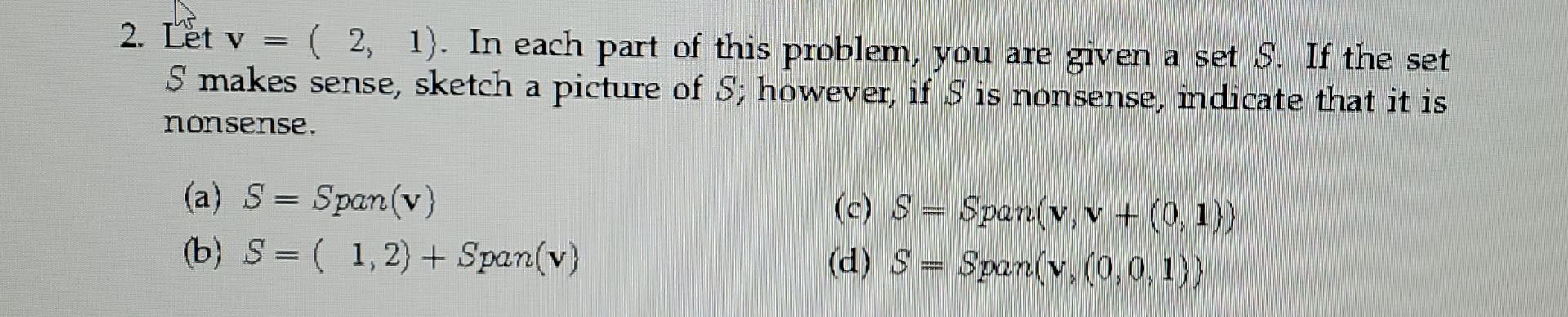 Solved Let v=(2,1). ﻿In each part of this problem, you are | Chegg.com