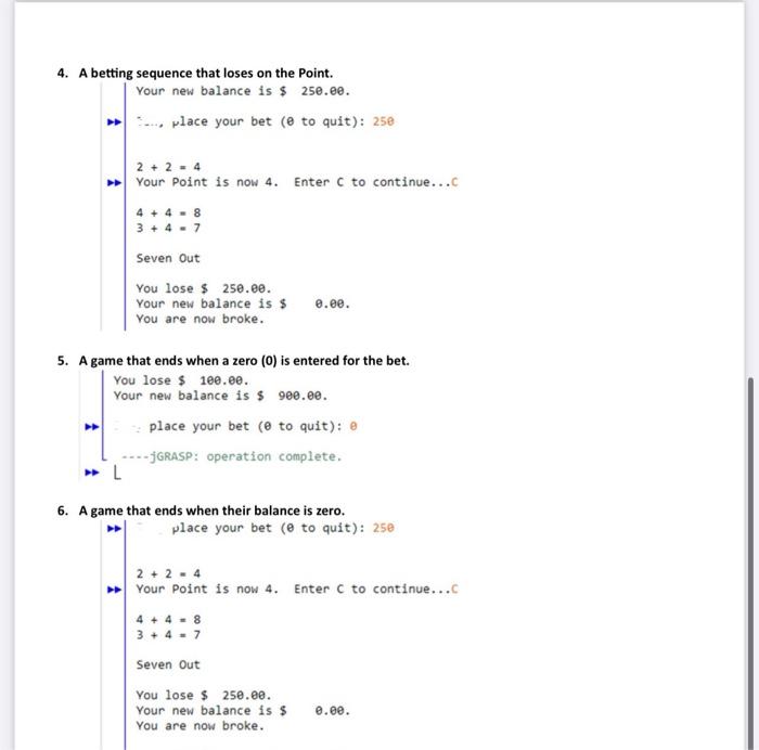 Solved Write A Java Program That Simulates A Player Betting Chegg