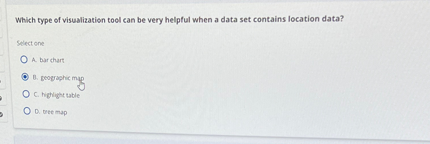 Solved Which type of visualization tool can be very helpful | Chegg.com