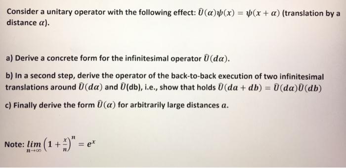 Solved Consider a unitary operator with the following | Chegg.com