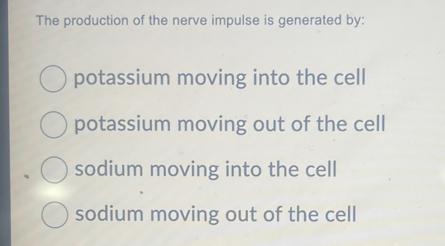Solved The production of the nerve impulse is generated | Chegg.com