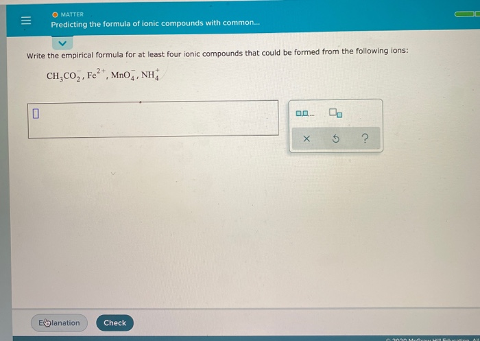 Solved O MATTER Predicting the formula of ionic compounds | Chegg.com