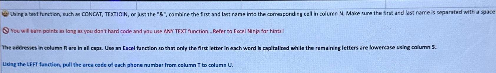 Solved Using a text function, such as CONCAT, TEXTJOIN, or | Chegg.com