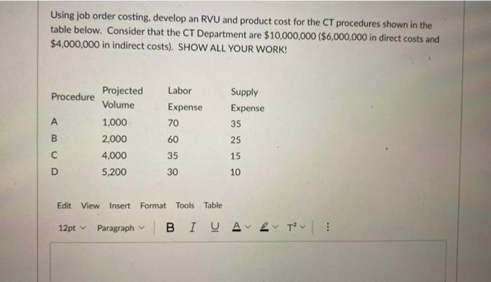 Solved Using job order costing, develop an RVU and product | Chegg.com