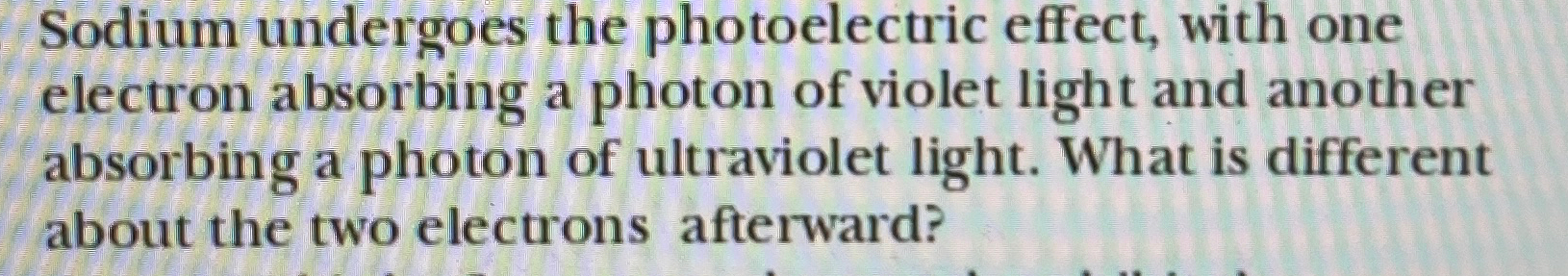 Solved Sodium undergoes the photoelectric effect, with one | Chegg.com