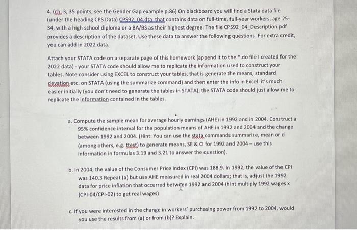 4. (ch, 3, 35 points, see the Gender Gap example | Chegg.com