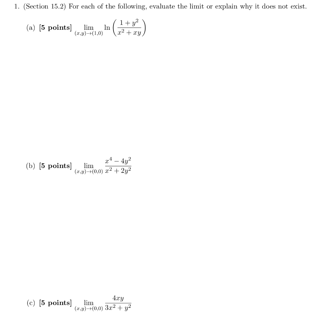 Solved (Section 15.2) ﻿For each of the following, evaluate | Chegg.com