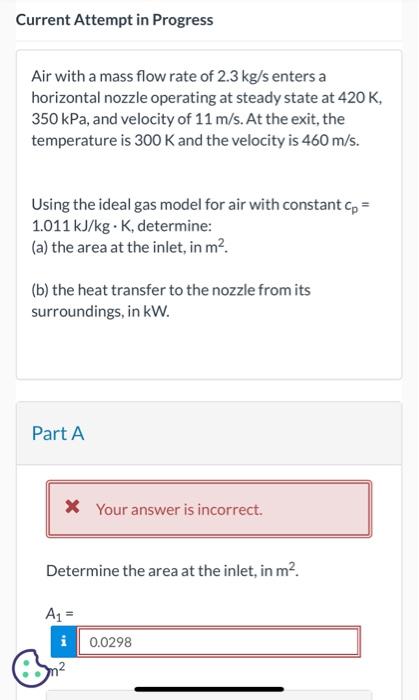 Solved Air with a mass flow rate of 2.3 kg/s enters a | Chegg.com