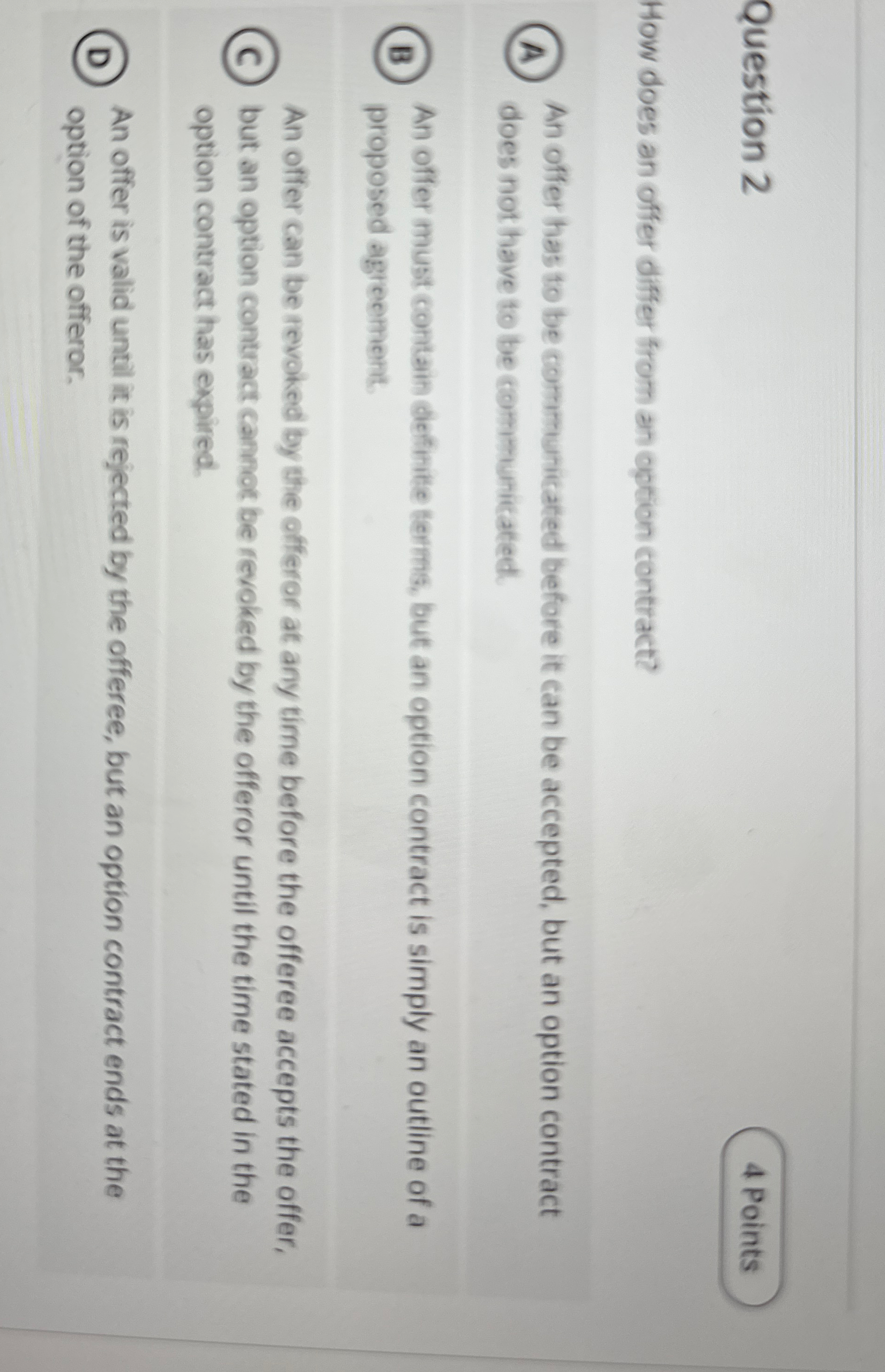 Solved Question 2How does an offer differ from an option | Chegg.com