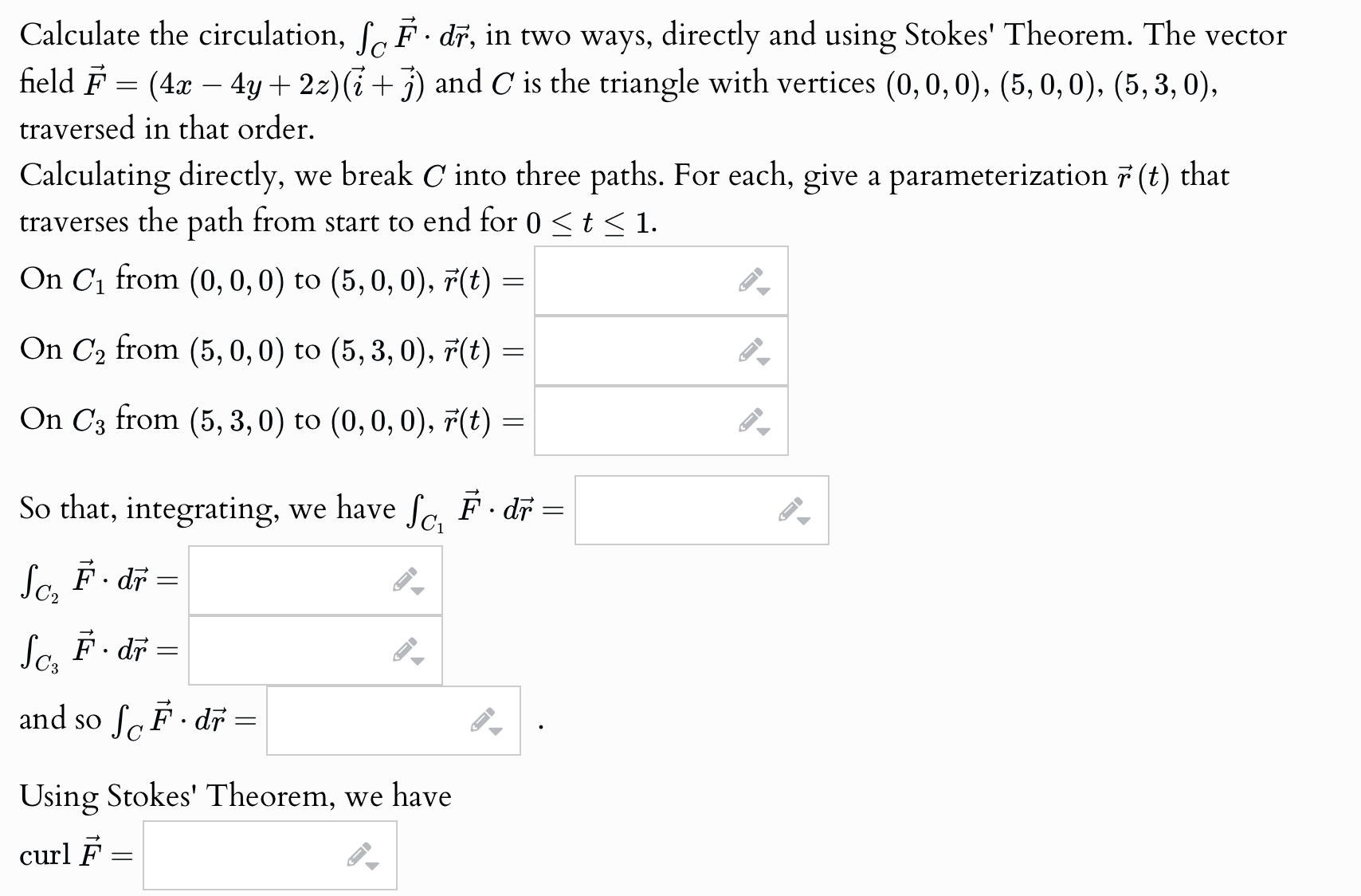 Solved Calculate the circulation, ∫C﻿vec(F)*dvec(r), ﻿in two | Chegg.com