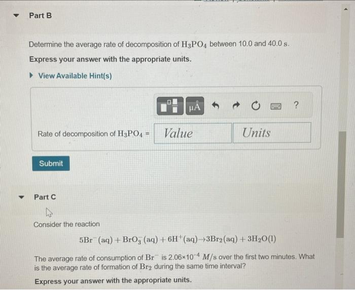 Solved Determine the average rate of decomposition of H3PO4 | Chegg.com