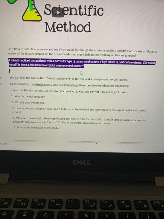 Solved Scientific Method Let's try a hypothetical scenario | Chegg.com