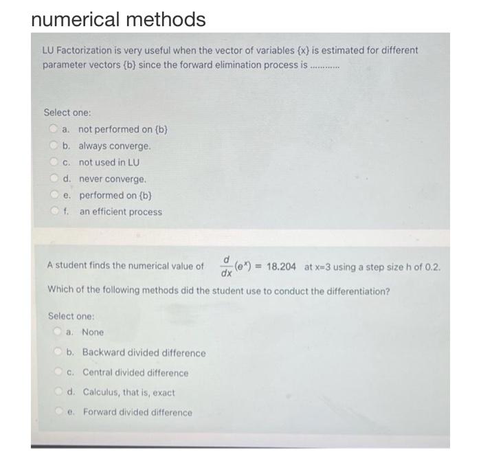 Solved numerical methods LU Factorization is very useful | Chegg.com