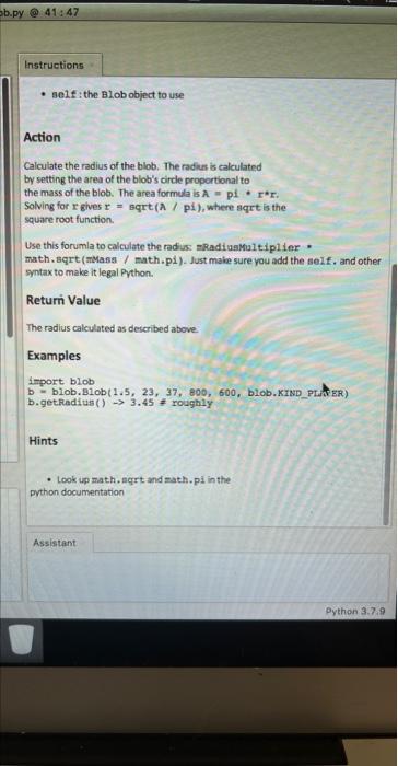 Solved Exercise: Blob getRadius Method Description For this | Chegg.com