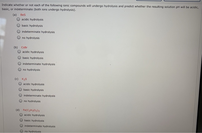 Solved Indicate whether or not each of the following ionic | Chegg.com