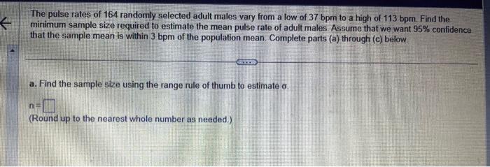 Solved The pulse rates of 164 randomly selected adult males | Chegg.com