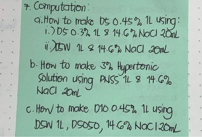 Solved a. How to make DS 0.45% IL using: i.) 050.3%1 | Chegg.com
