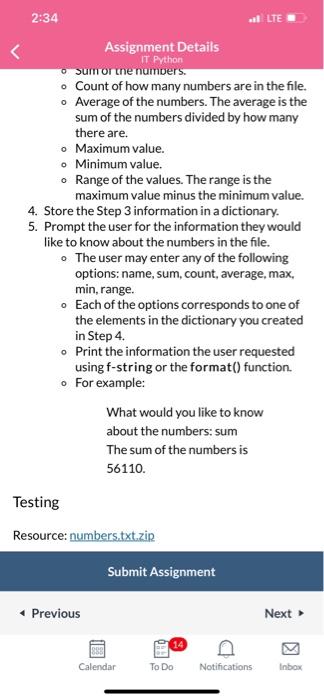 Solved Assignment Details it Python Challenge: Number Stats | Chegg.com