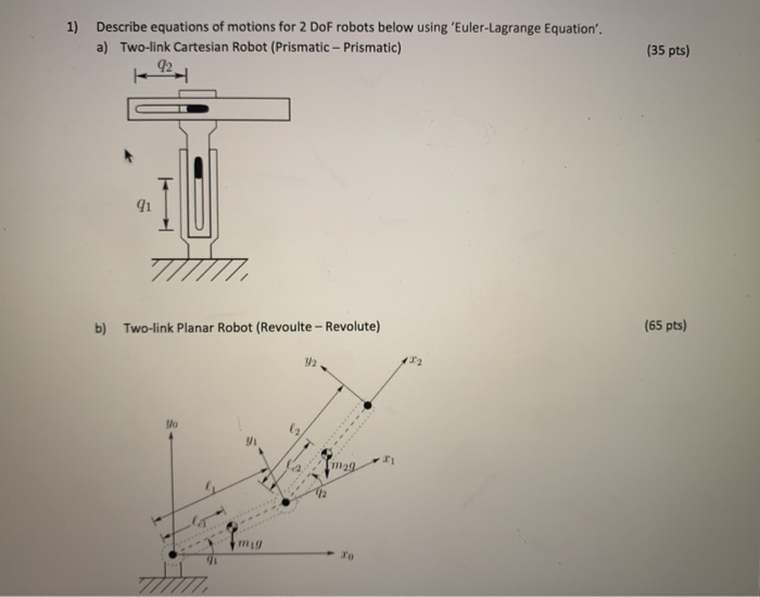 Solved 1) Describe equations of motions for 2 DoF robots | Chegg.com