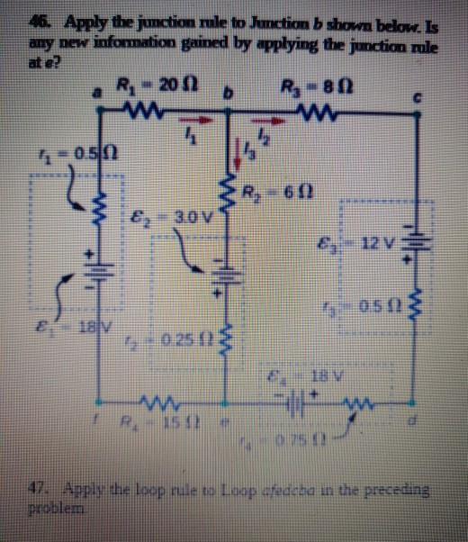 Solved 46. Apply the junction rule to Junction b shown | Chegg.com