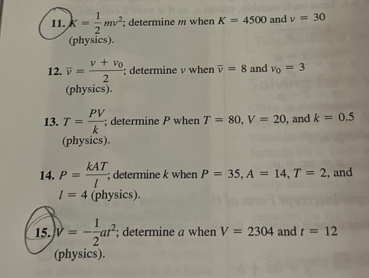 Solved Solve 11 ﻿and 15 ﻿please!K=12mv2; determine m ﻿when | Chegg.com