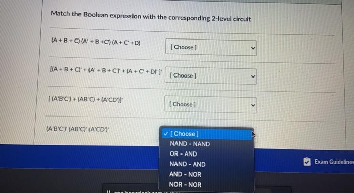 Solved Match the Boolean expression with the corresponding | Chegg.com