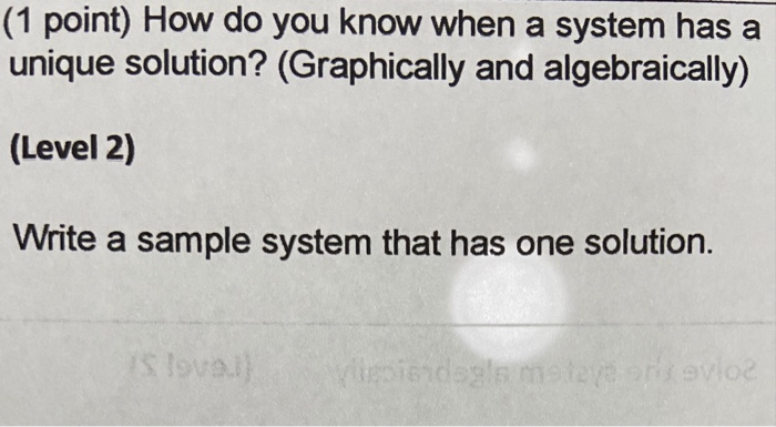 Solved (1 point) How do you know when a system has a unique | Chegg.com