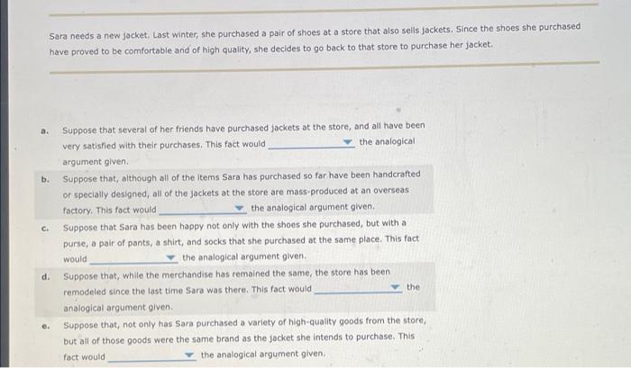 Solved Sara needs a new jacket. Last winter, she purchased a | Chegg.com