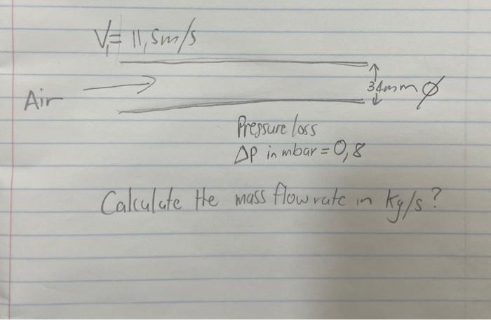 calculate mass flow rate in kg/s | Chegg.com