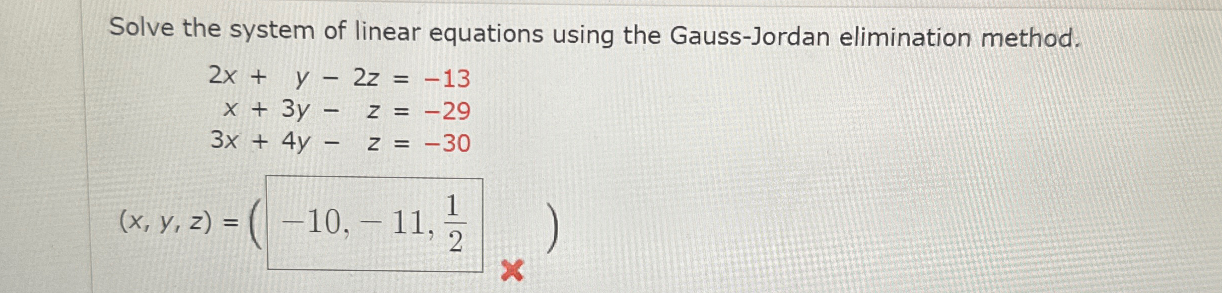 Solved 19) ﻿solve the system of linear equations using the | Chegg.com