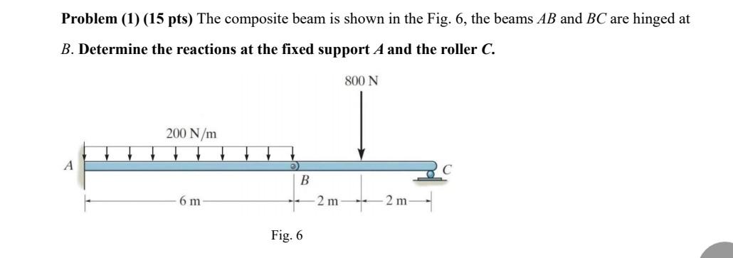 Solved Problem (1) (15 pts) The composite beam is shown in | Chegg.com