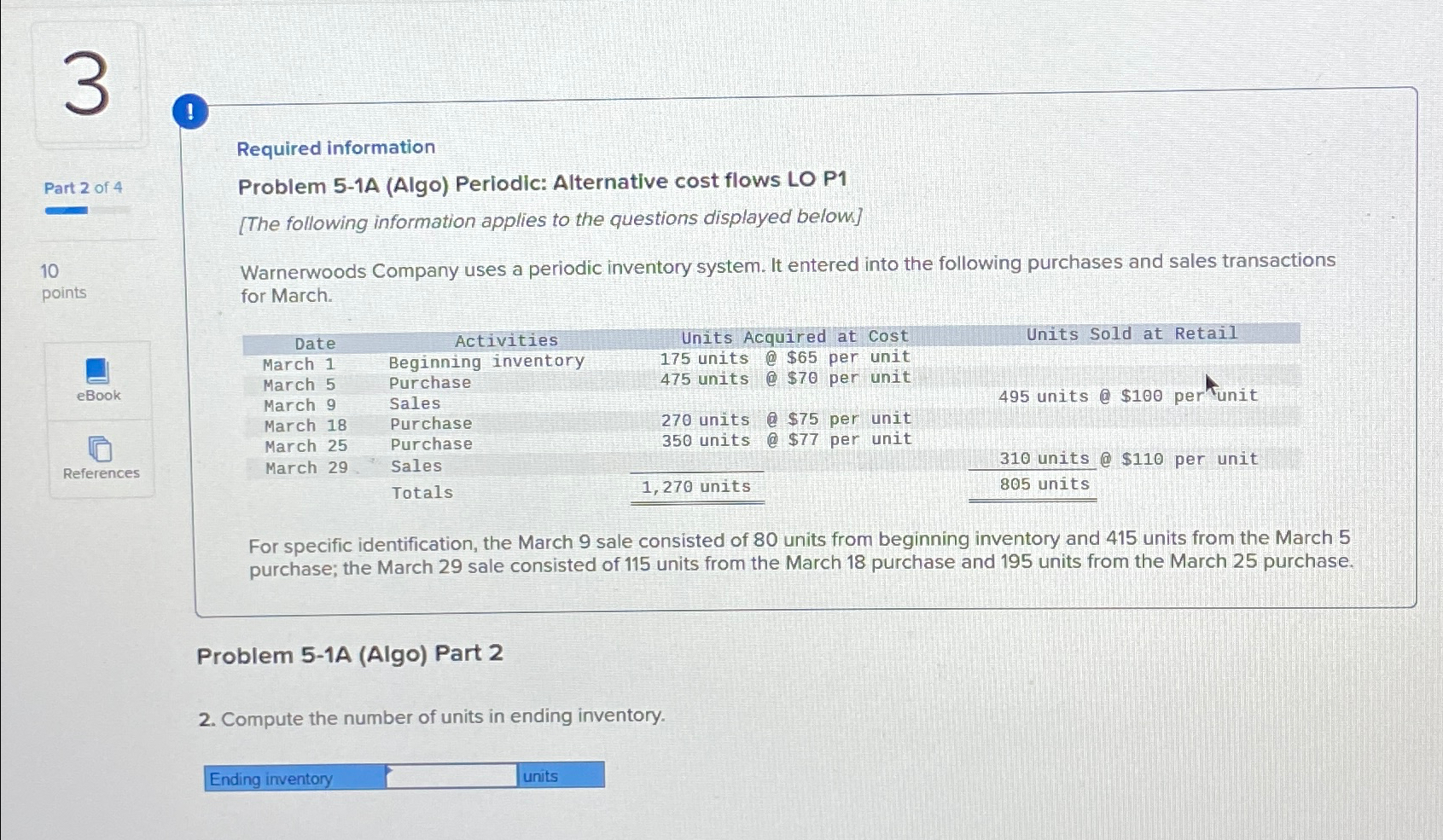 Solved !Required informationProblem 5-1A (Algo) ﻿Periodic: | Chegg.com