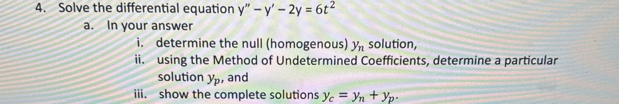 Solved solve using the method of undetermined | Chegg.com