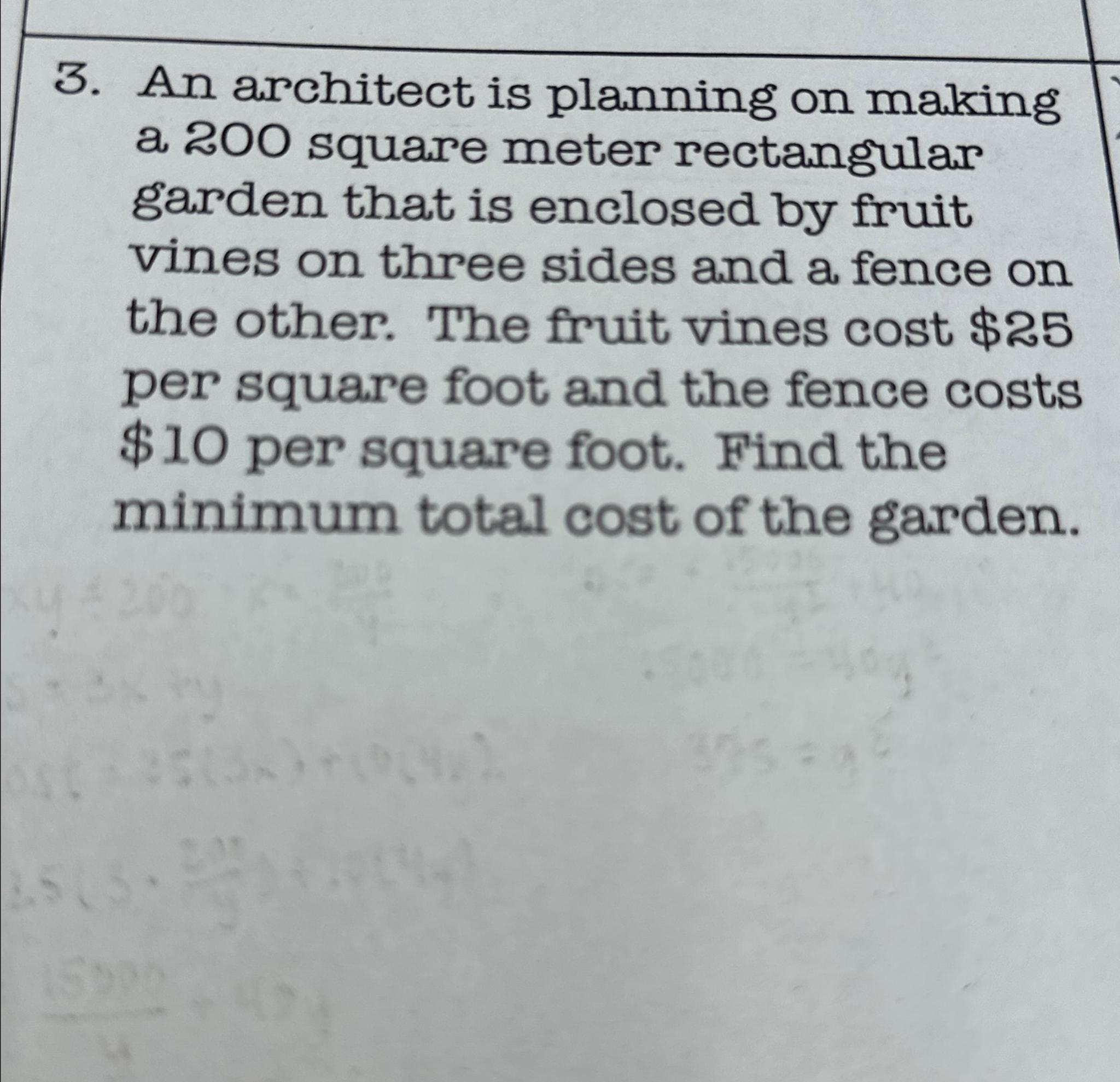 Solved An architect is planning on making a 200 ﻿square | Chegg.com